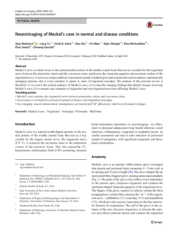 (PDF) Neuroimaging of Meckel's cave in normal and disease conditions