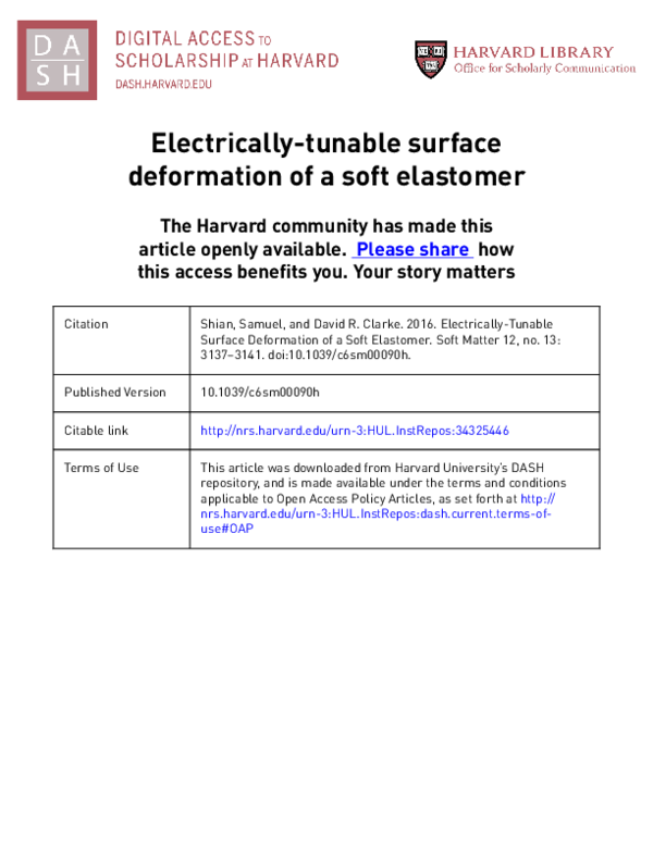 (PDF) Electrically-tunable surface deformation of a soft elastomer