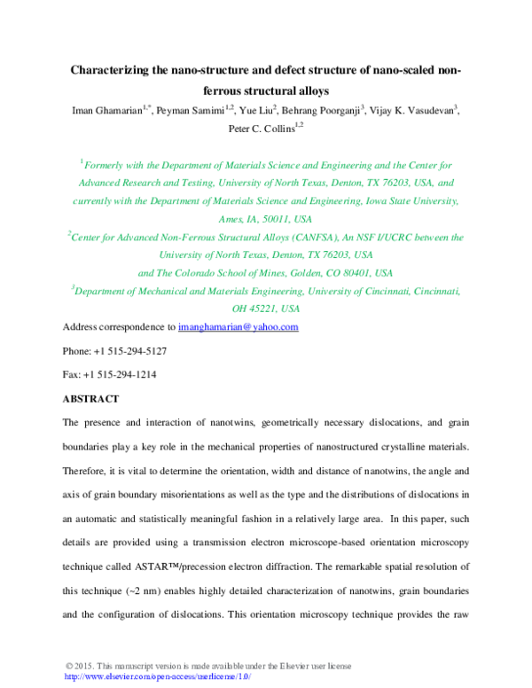 (PDF) Characterizing the nano-structure and defect structure of nano ...