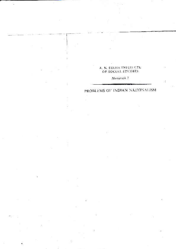 (PDF) Problems of Indian Nationalism by N K Bose
