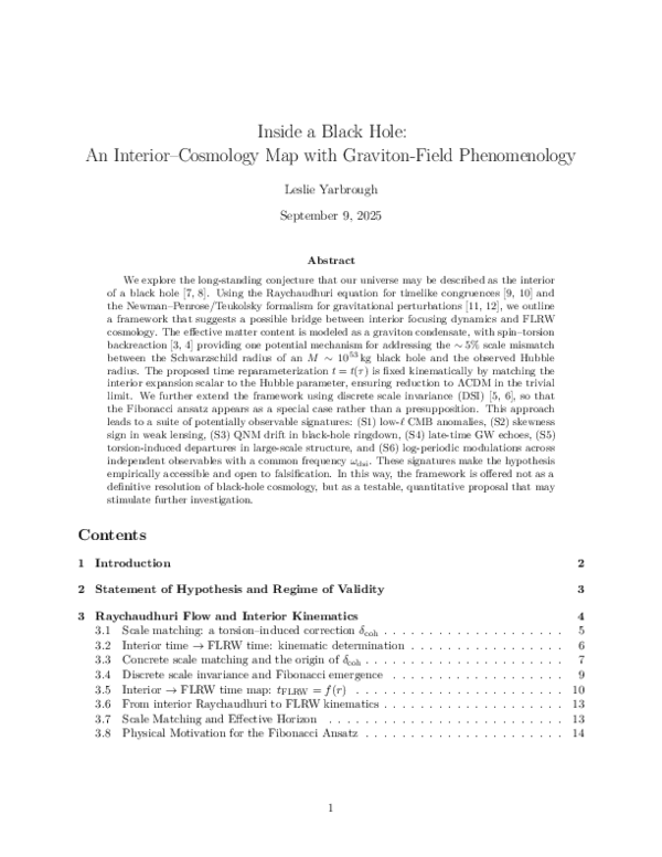 (PDF) Inside a Black Hole: An Interior-Cosmology Map with Graviton ...