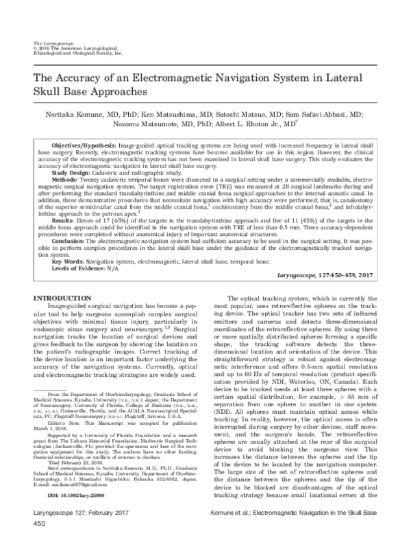 (PDF) The accuracy of an electromagnetic navigation system in lateral ...