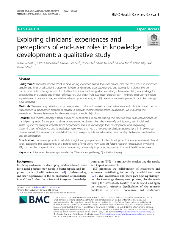 (PDF) Exploring clinicians’ experiences and perceptions of end-user ...