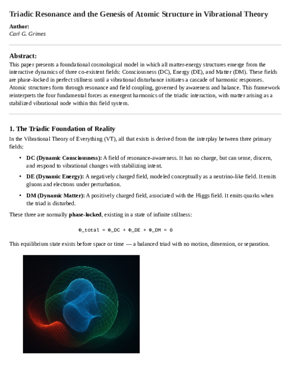 (PDF) Triadic Resonance and the Genesis of Atomic Structure in ...