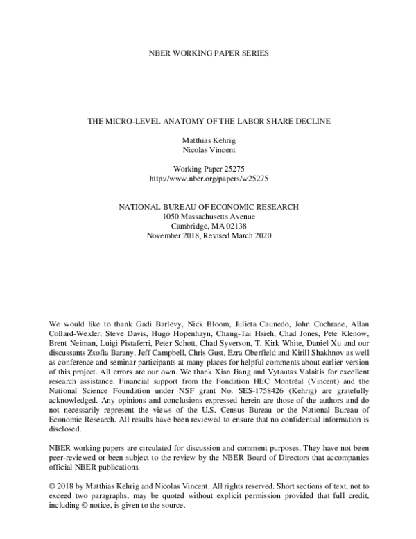 (PDF) The Micro-Level Anatomy of the Labor Share Decline*