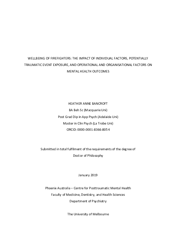 (PDF) Wellbeing of firefighters: the impact of individual factors ...