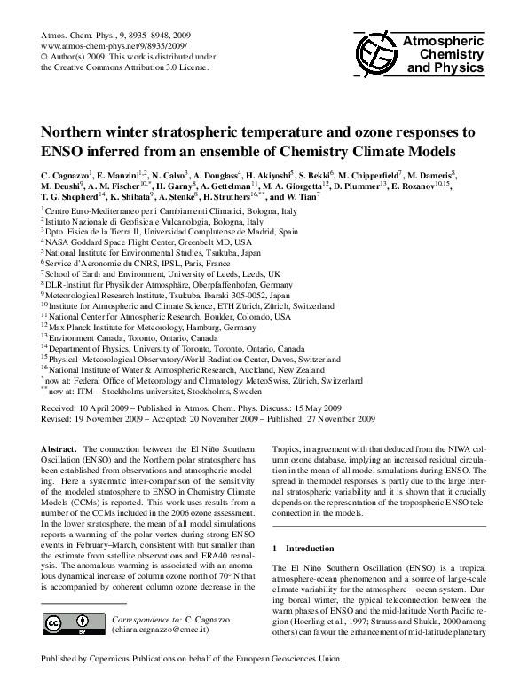 (PDF) Northern winter stratospheric temperature and ozone responses to ...