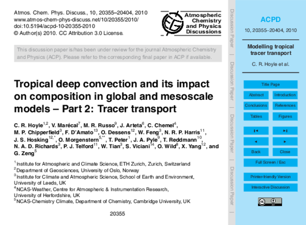 (PDF) Tropical deep convection and its impact on composition in global and mesoscale models ...