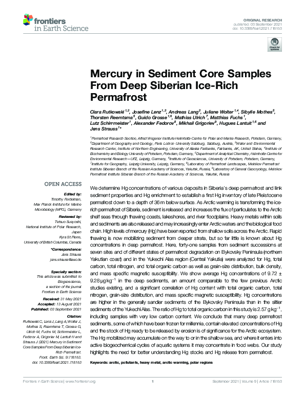 (PDF) Mercury in Sediment Core Samples From Deep Siberian Ice-Rich ...