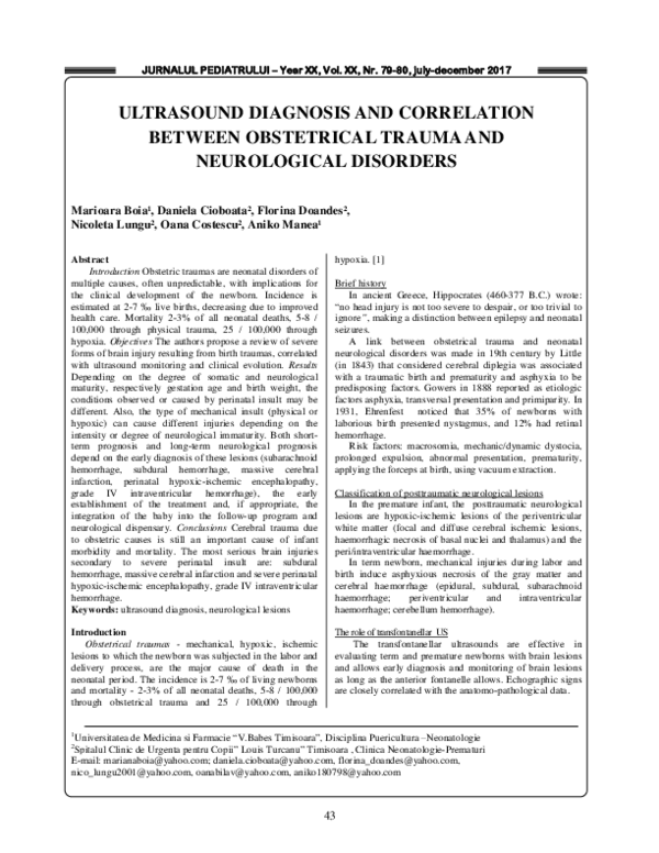 (PDF) Ultrasound Diagnosis and Correlation Between Obstetrical Trauma ...
