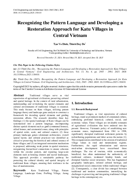 (PDF) Recognizing the Pattern Language and Developing a Restoration Approach for Katu Villages ...