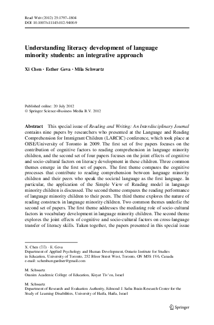 (PDF) Understanding literacy development of language minority students ...