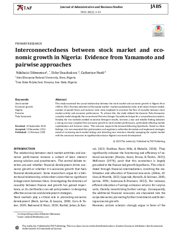 (PDF) Interconnectedness between stock market and economic growth in ...