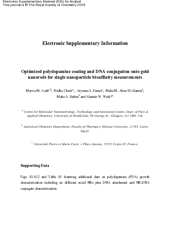 (PDF) Optimized polydopamine coating and DNA conjugation onto gold nanorods for single ...