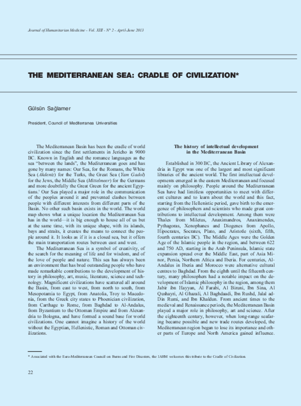 (PDF) The Mediterranean Sea: Cradle of civilization