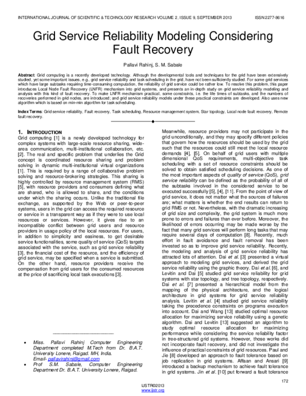 (PDF) Grid Service Reliability Modeling Considering Fault Recovery