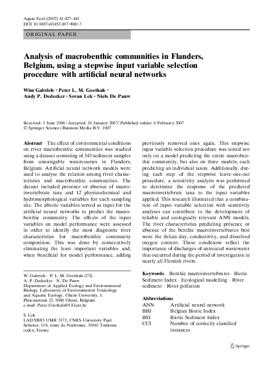 (PDF) Analysis of macrobenthic communities in Flanders, Belgium, using ...