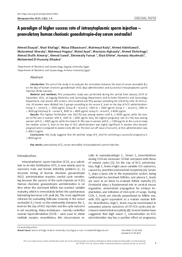 (PDF) A paradigm of higher success rate of intracytoplasmic sperm ...