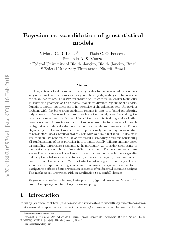 (PDF) Bayesian cross-validation of geostatistical models
