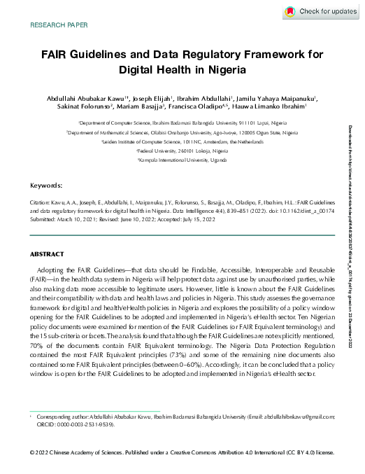 (PDF) FAIR Guidelines and Data Regulatory Framework for Digital Health ...