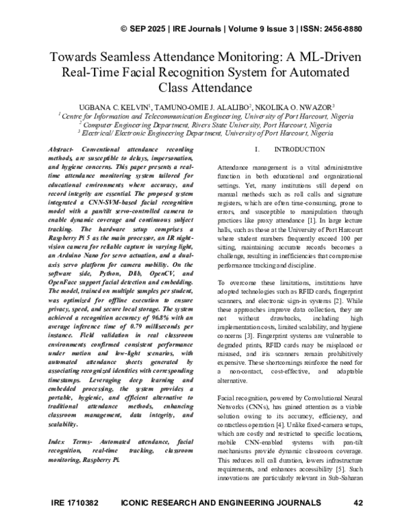 (PDF) Towards Seamless Attendance Monitoring: A ML-Driven Real-Time Facial Recognition System ...