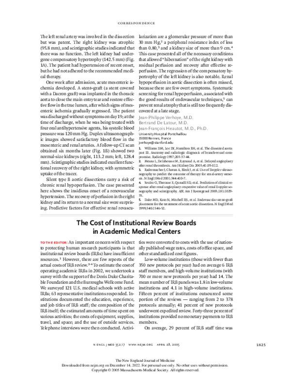 (PDF) The Cost of Institutional Review Boards in Academic Medical Centers