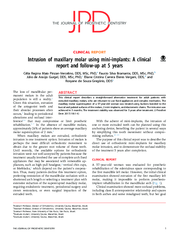 (PDF) Intrusion of maxillary molar using mini-implants: A clinical ...