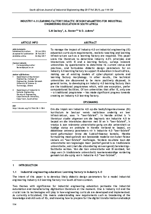 (PDF) Industry 4.0 Learning Factory Didactic Design Parameters for ...