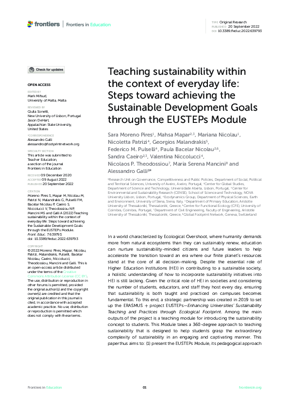 (PDF) Teaching sustainability within the context of everyday life ...