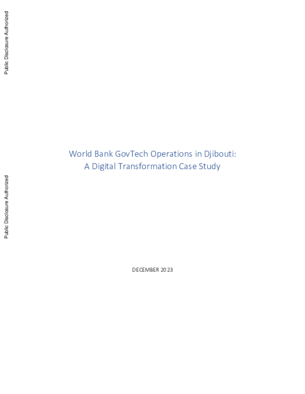 (PDF) World Bank GovTech Operations in Djibouti: A Digital ...