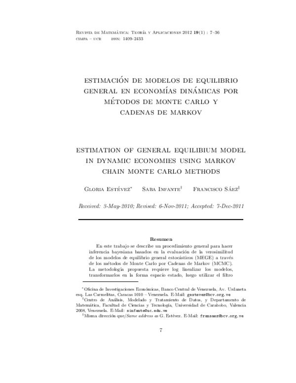 (PDF) Estimación de Modelos de Equilibrio General en Economías ...