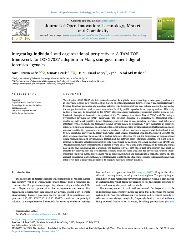 (PDF) Integrating individual and organizational perspectives: A TAM-TOE ...