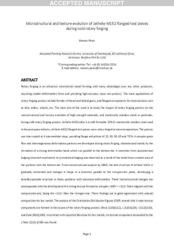 (PDF) Microstructural and texture evolution of Jethete M152 flanged ...