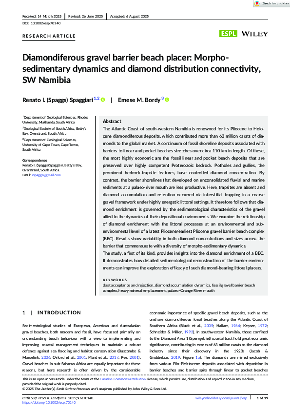 (PDF) Diamondiferous gravel barrier beach placer: Morphosedimentary ...