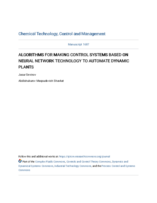 (PDF) Chemical Technology, Control and Management Chemical Technology ...