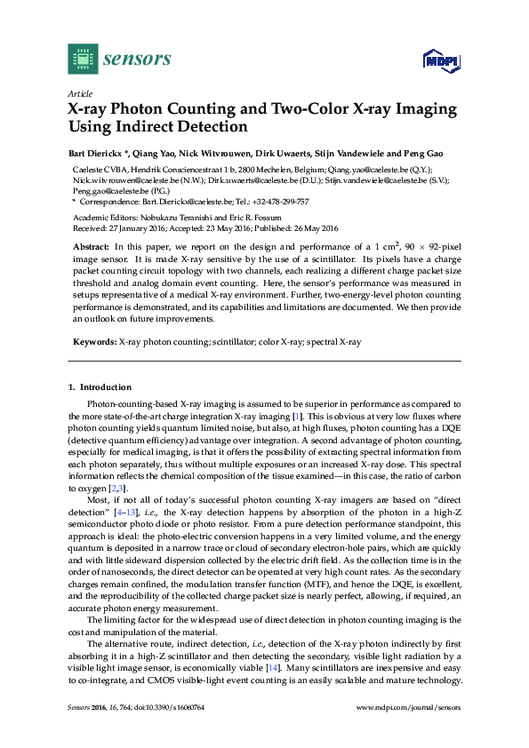 (PDF) X-ray Photon Counting and Two-Color X-ray Imaging Using Indirect ...