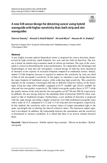 (PDF) A new SOI sensor design for detecting cancer using hybrid waveguide with higher ...