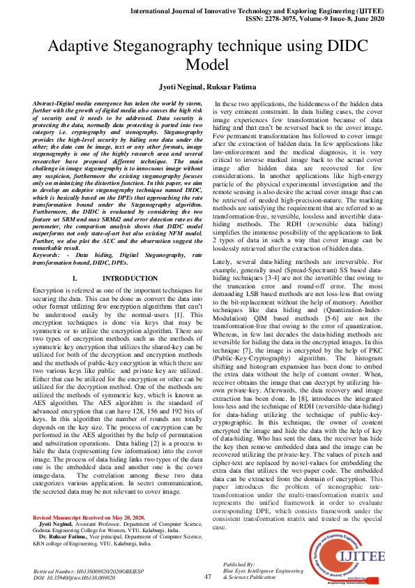 (PDF) Adaptive Steganography technique using DIDC Model