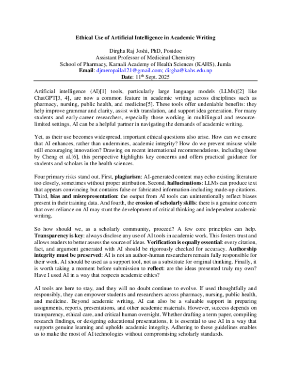 (PDF) Ethical Use of Artificial Intelligence in Academic Writing