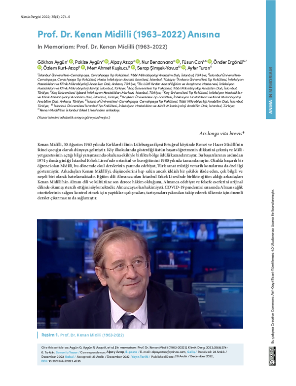 (PDF) In Memoriam: Prof. Dr. Kenan Midilli (1963-2022)