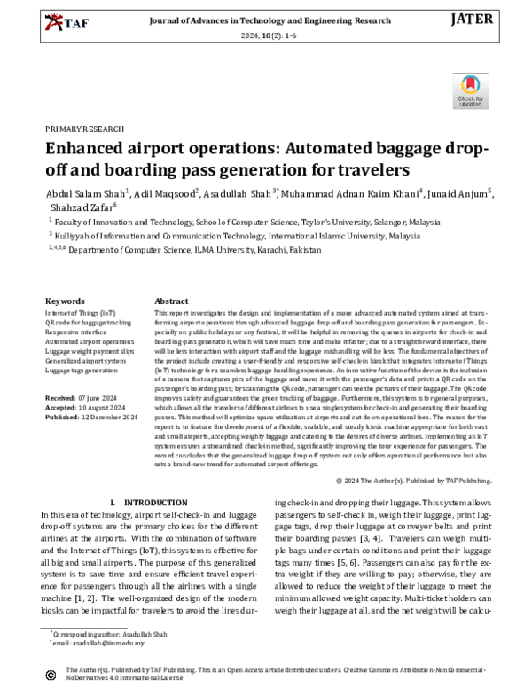 (PDF) Enhanced airport operations: Automated baggage dropoff and ...