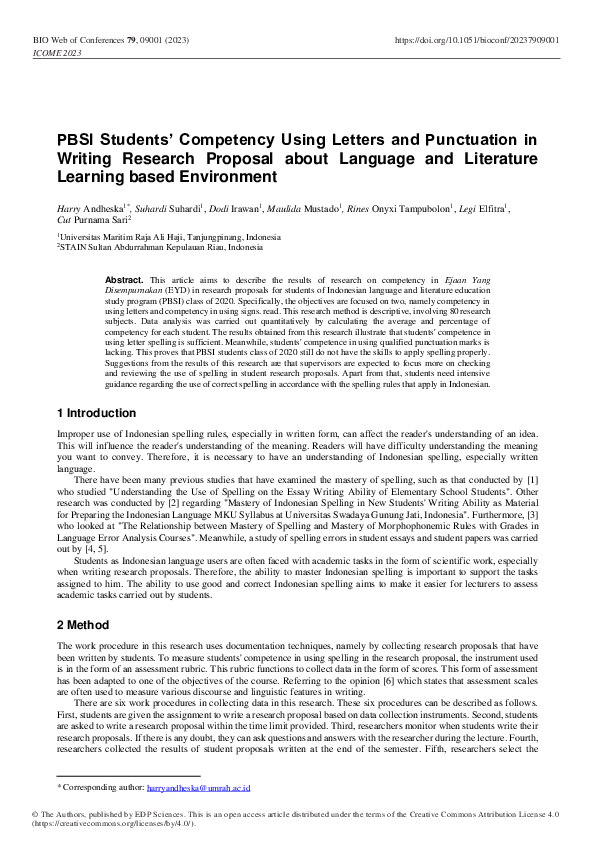 (PDF) PBSI Students’ Competency Using Letters and Punctuation in ...