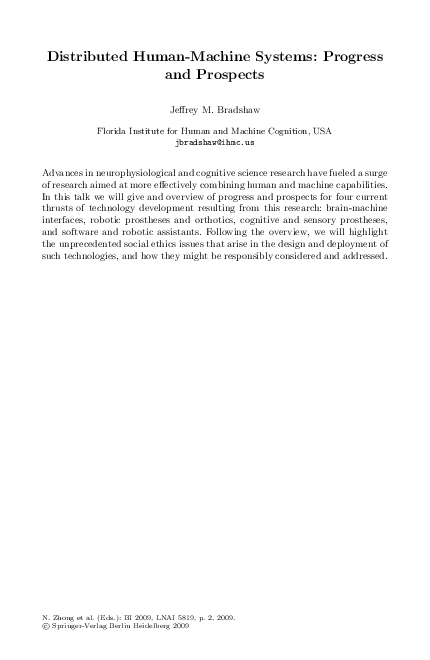 (PDF) Distributed Human-Machine Systems: Progress and Prospects