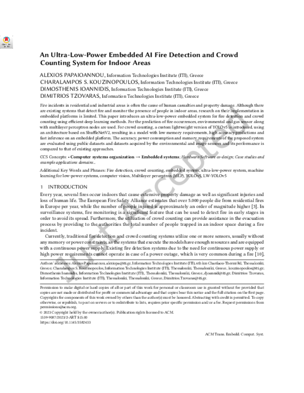 (PDF) An Ultra-low-power Embedded AI Fire Detection and Crowd Counting ...