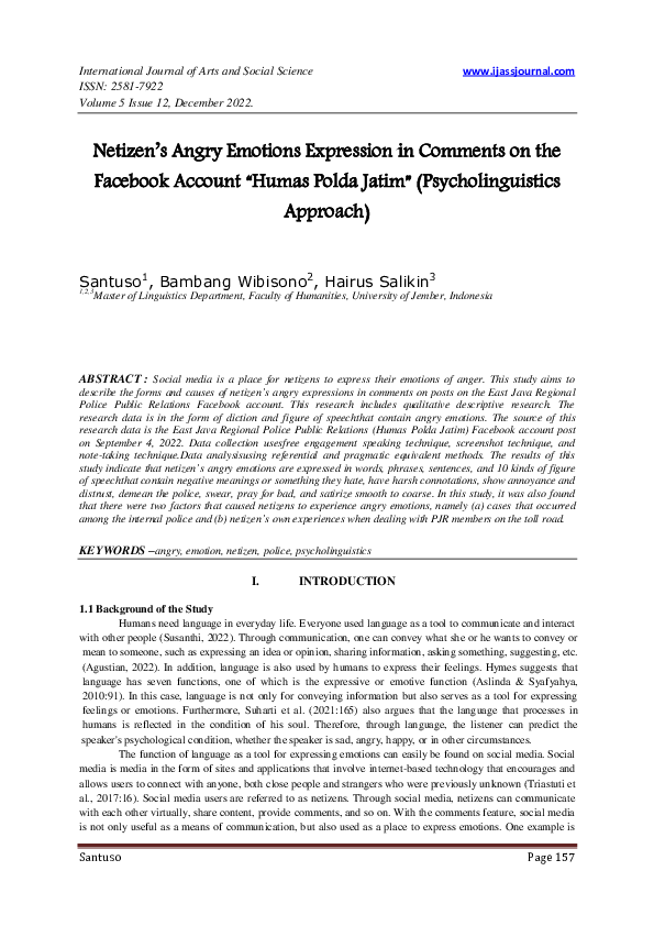 (PDF) Netizen's Angry Emotions Expression in Comments on the Facebook ...