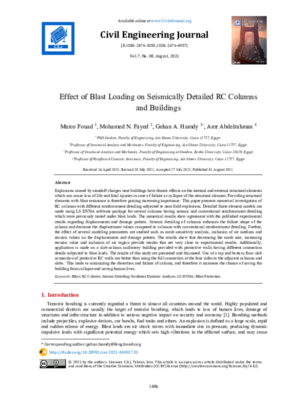 (PDF) Effect of Blast Loading on Seismically Detailed RC Columns and ...