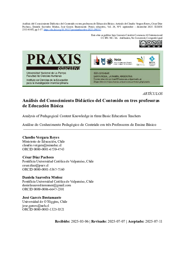 (PDF) Análisis del Conocimiento Didáctico del Contenido en tres profesoras de Educación Básica