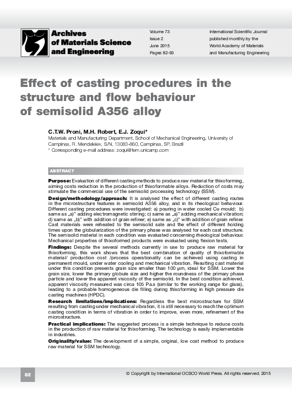 (PDF) Effect of casting procedures in the structure and flow behaviour ...