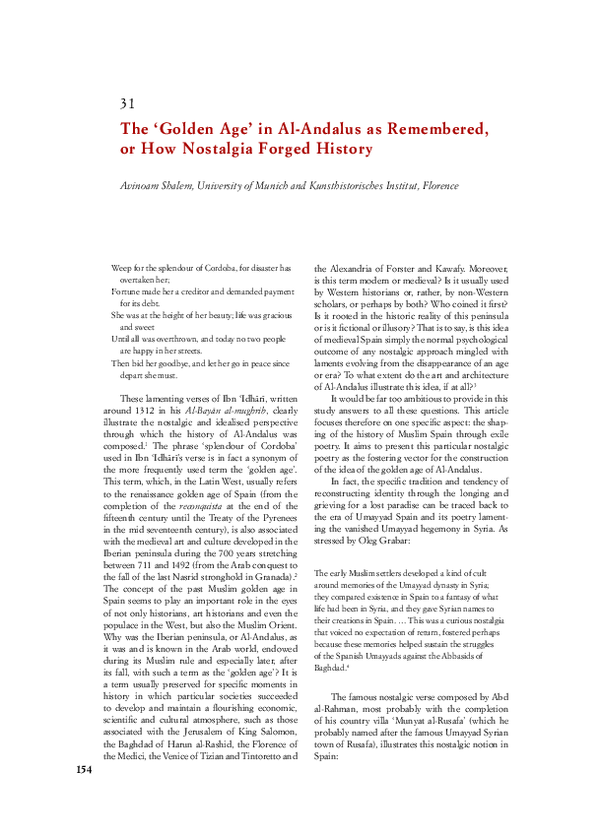 (PDF) The "Golden Age" in Al-Andalus as remembered, or how nostalgia ...