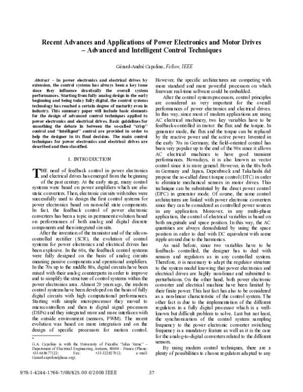 (PDF) Recent advances and applications of power electronics and motor ...